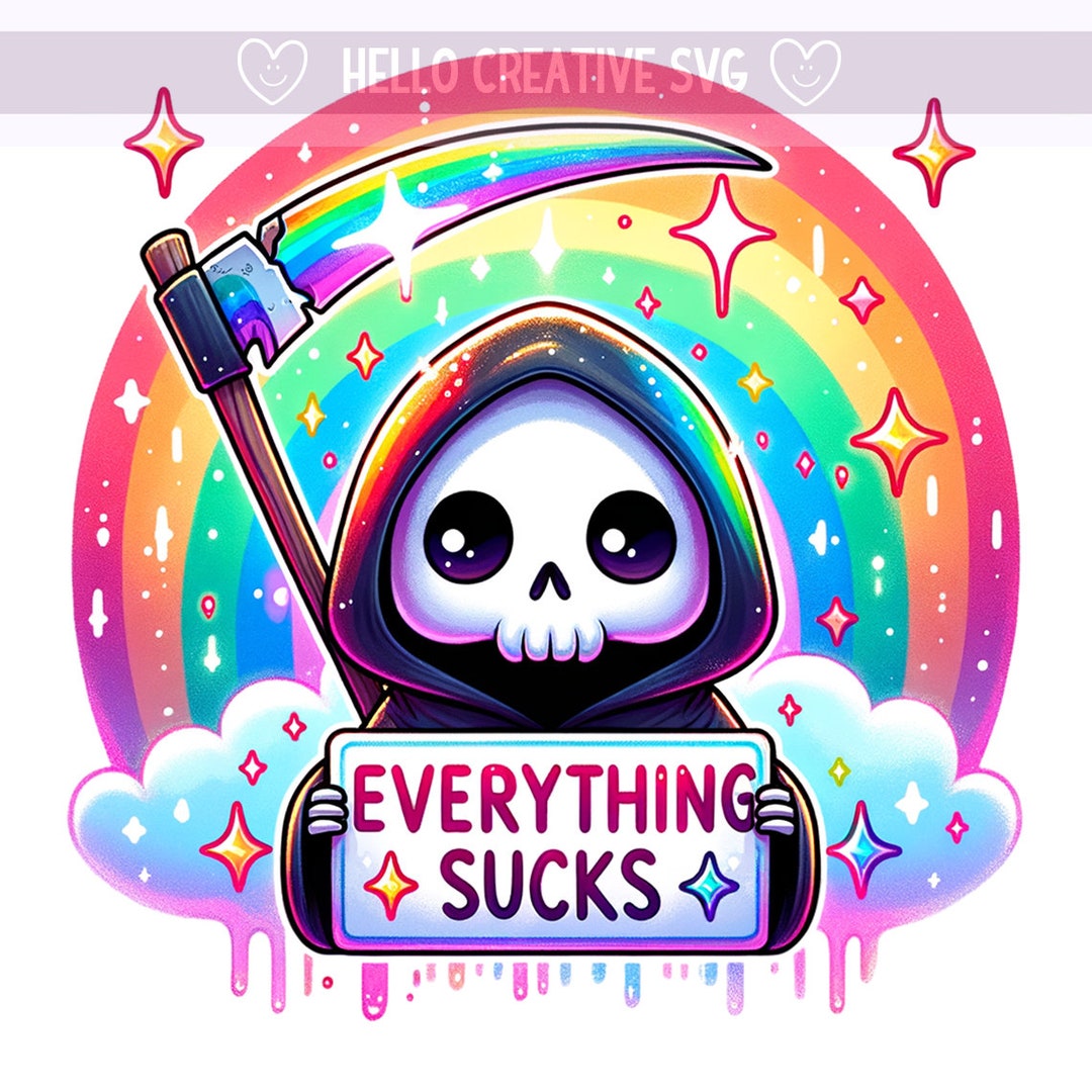 Everything Sucks PNG, Rainbow PNG, Grim Reaper, Snarky Skeleton ...