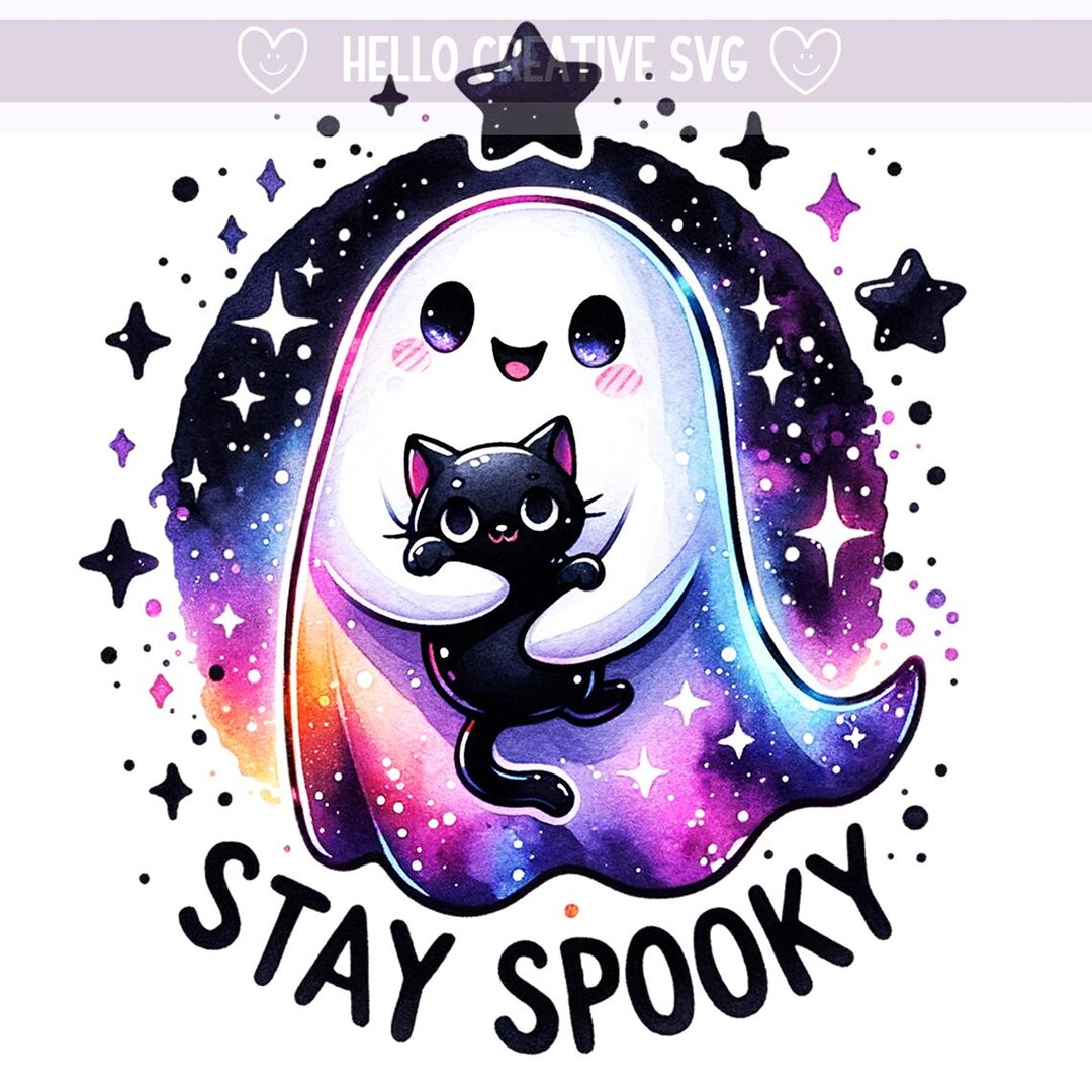 Stay Spooky PNG, Ghost Clipart, Black Cat, Spooky Halloween Ghost PNG ...