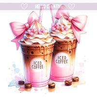 Iced Coffee Girly PNG, Pink Coquette Clipart, Iced Coffee PNG, Coquette ...