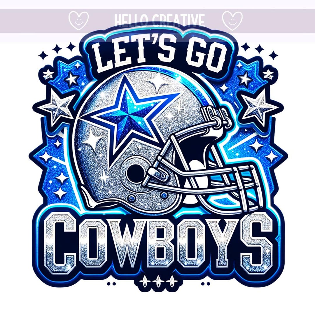 Let's Go Cowboys PNG, Silver Blue Glitter Stars Png, Western Png ...