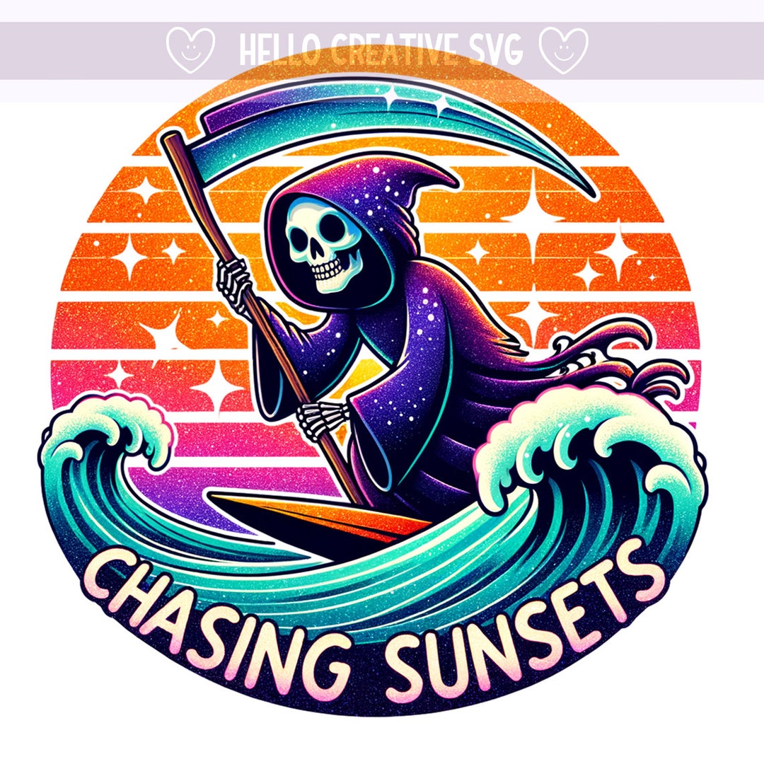 Chasing Sunsets PNG, Summer Skeleton Clipart, Spooky Grim Reaper ...