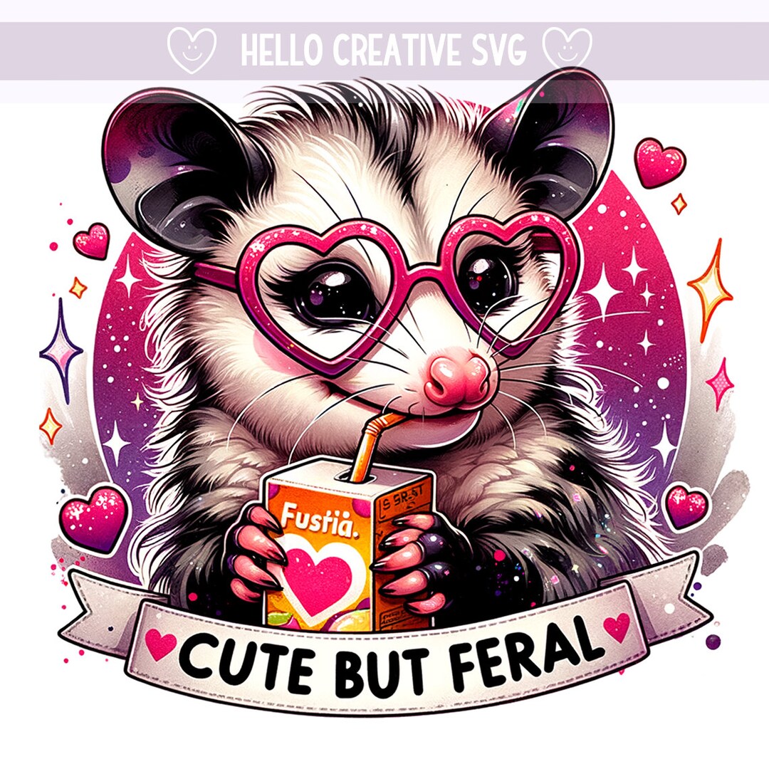 Cute but Feral Opossum PNG, Funny Juice Clipart, Snarky Raccoon Opossum ...