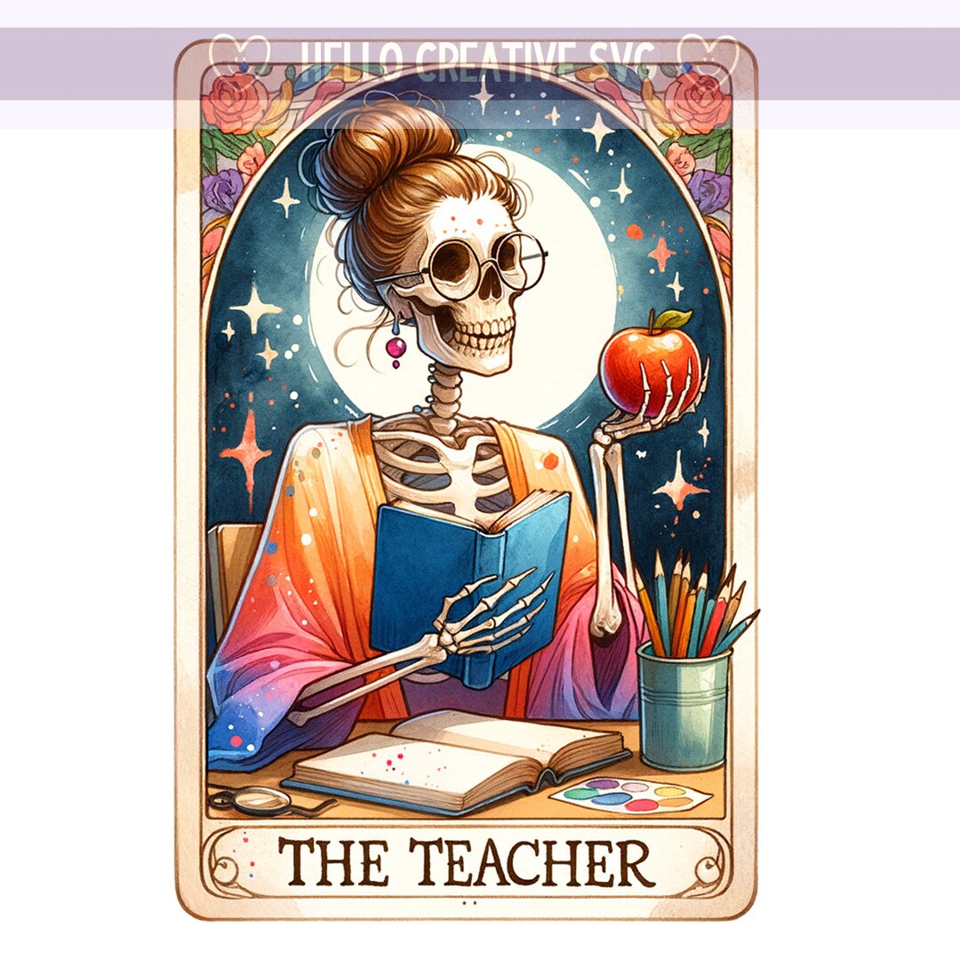 The Teacher Tarot Card PNG, Witchy Skeleton Teaching Skull Tarot ...