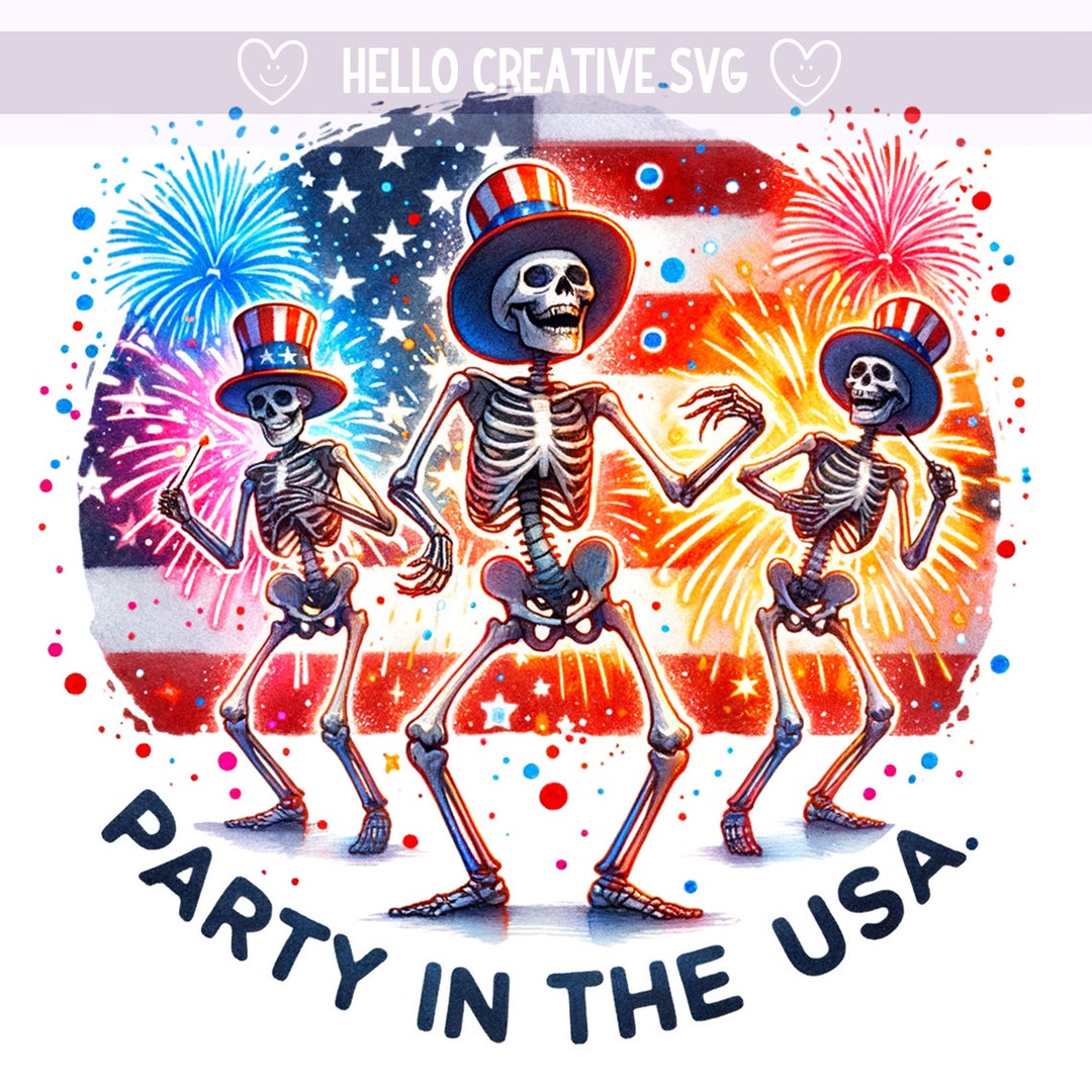 Party in the USA Png, Patriotic PNG, July 4th, Dancing Skeleton Png ...