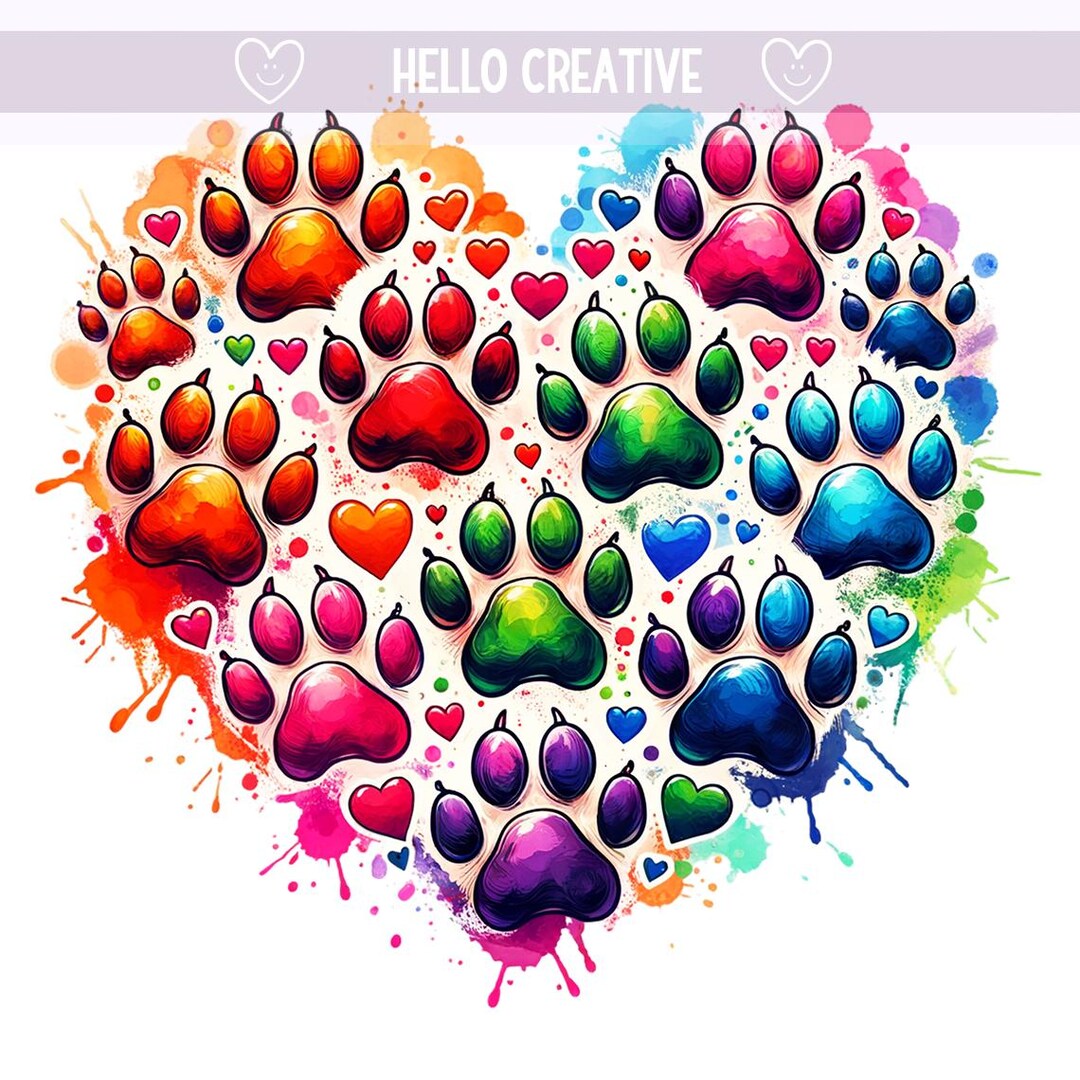 Colorful Paws Png, Heart Png, Dog Mama Png, Dog Lover Png, Dog Paw Png ...