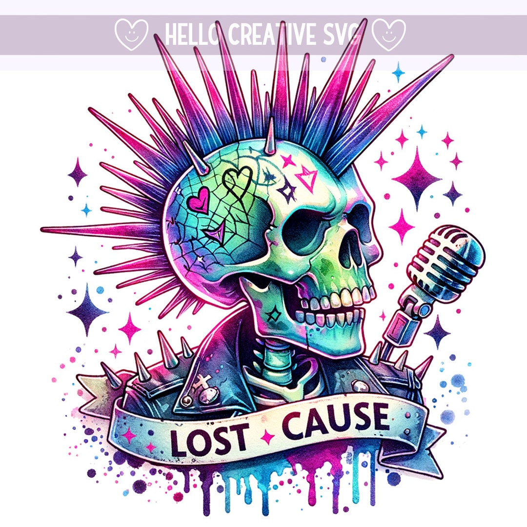 Lost Cause PNG, Snarky Skeleton Clipart, Punk Skeleton PNG, Punk ...