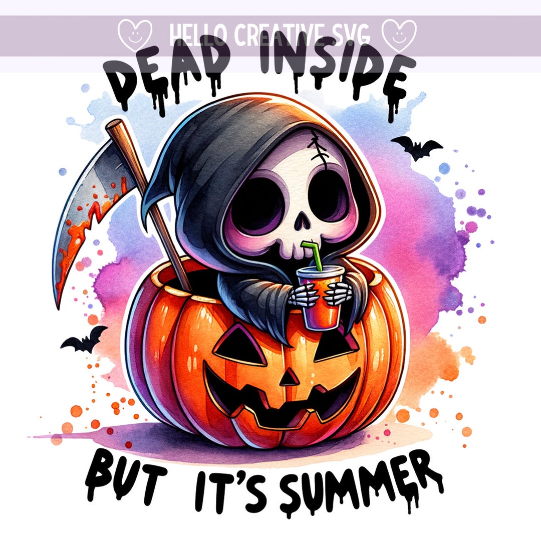 Dead Inside but It's Summer, Just Chillin, Grim Reaper PNG, Pumpkin ...