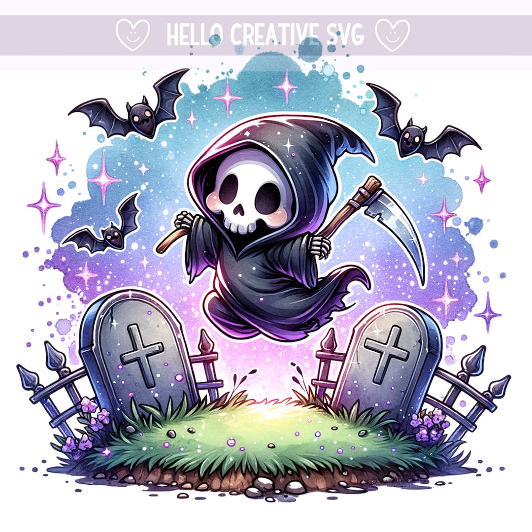 Spooky Grim Reaper PNG, Cute Halloween Grim Reaper PNG, Spooky ...