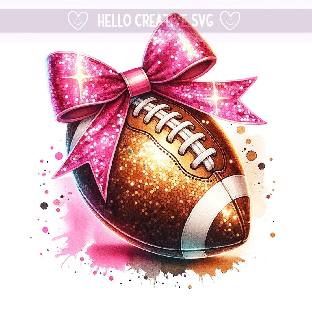 Disco Football PNG, Retro Football Png, Coquette Football Clipart, Bow ...