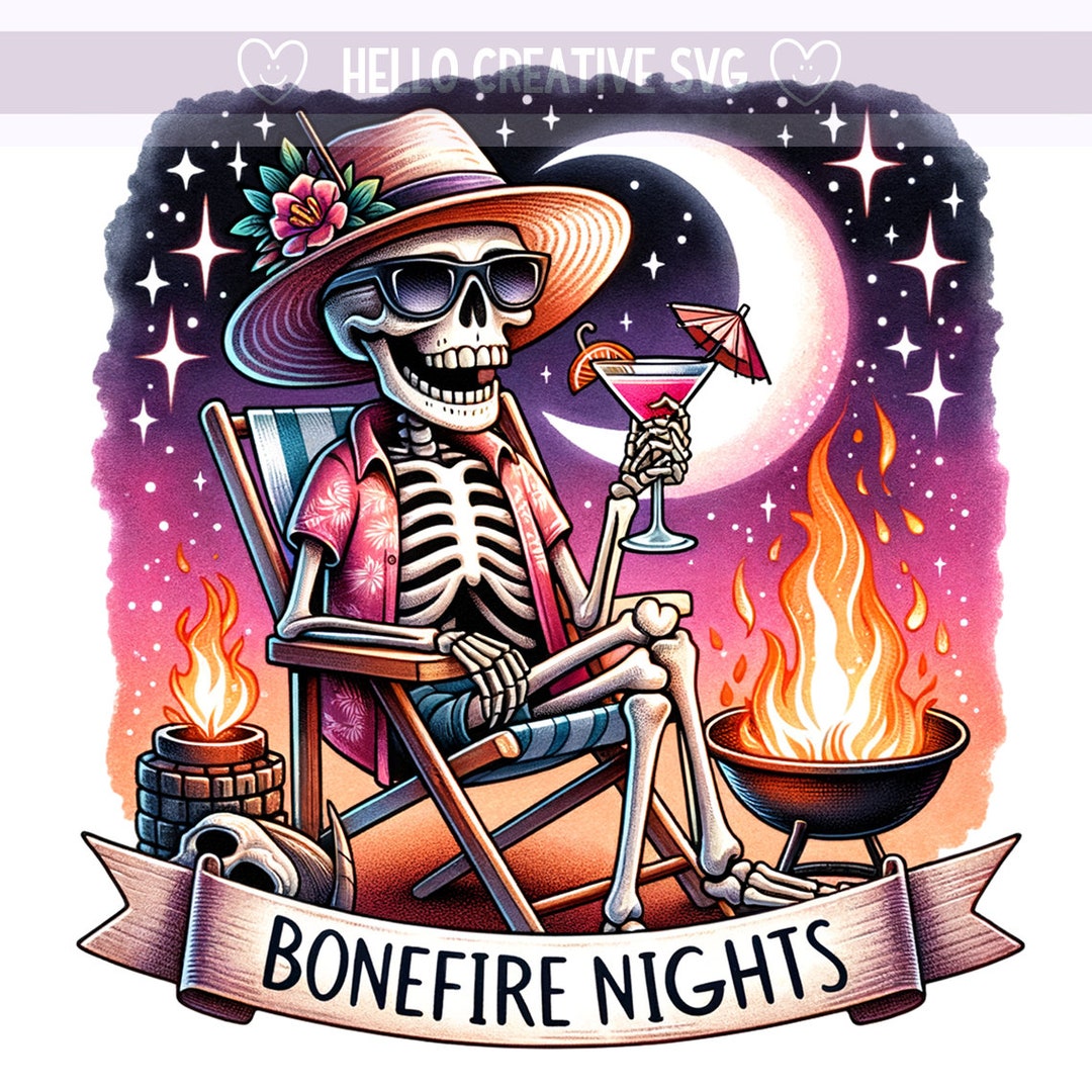 Bonefire Nights PNG, Summer Bonfire PNG, Summer Skeleton Clipart ...