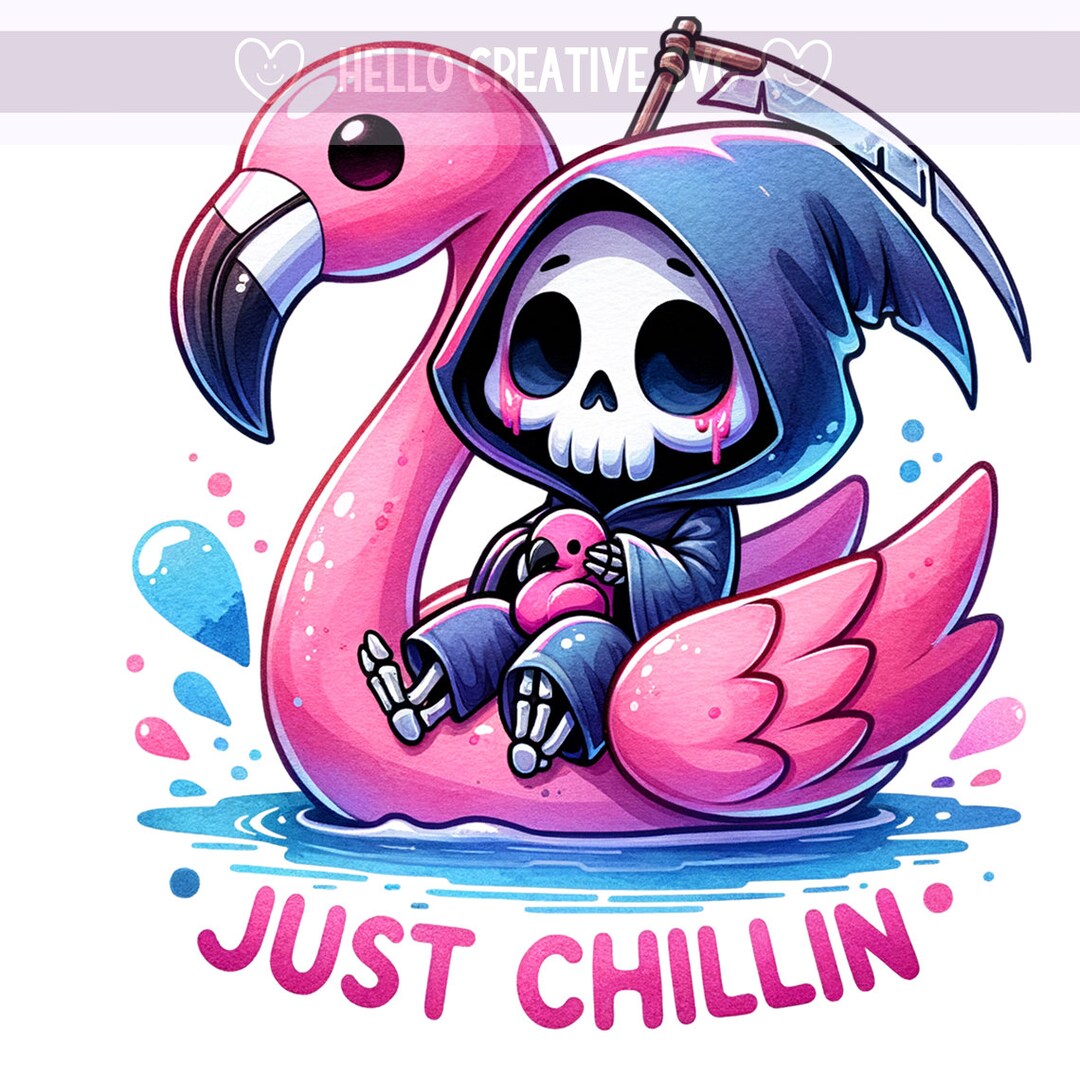 Just Chillin PNG, Snarky Skeleton PNG, Cute Flamingo Clipart, Grim ...