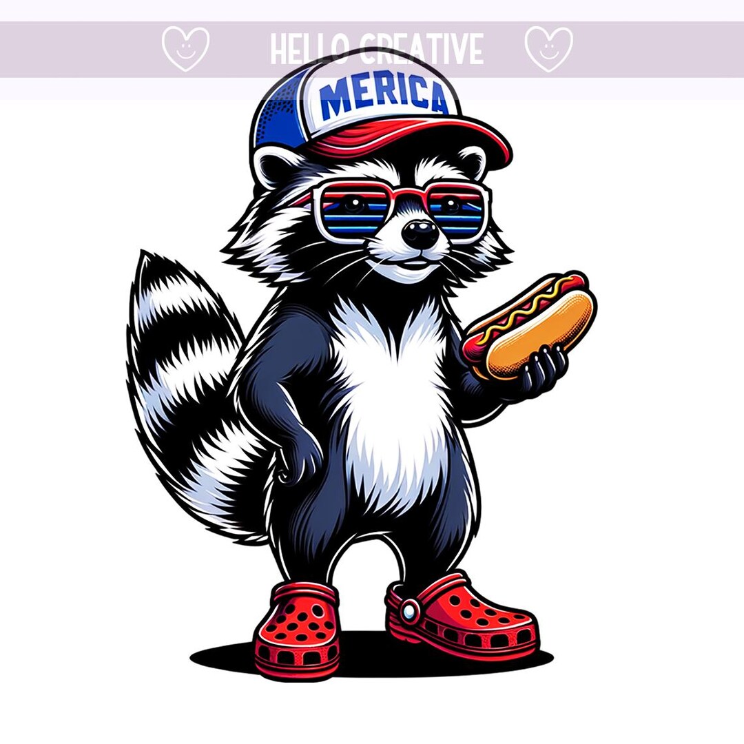 Red White and Feral PNG, Feral Png, Hotdog Raccoon Png, Merica Png ...