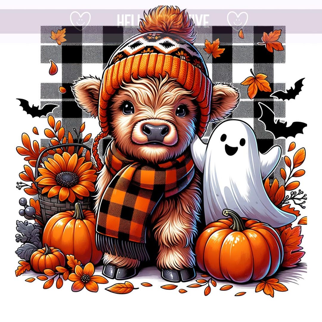 Cute Highland Cow PNG, Highland Cow Ghost Png, Halloween Cow, Halloween ...