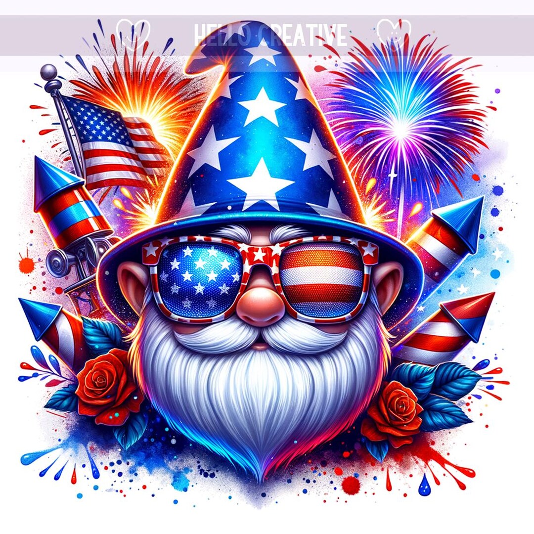 4th of July Gnome Clipart, Patriotic Gnome Clipart PNG, Gnomee, 4th ...