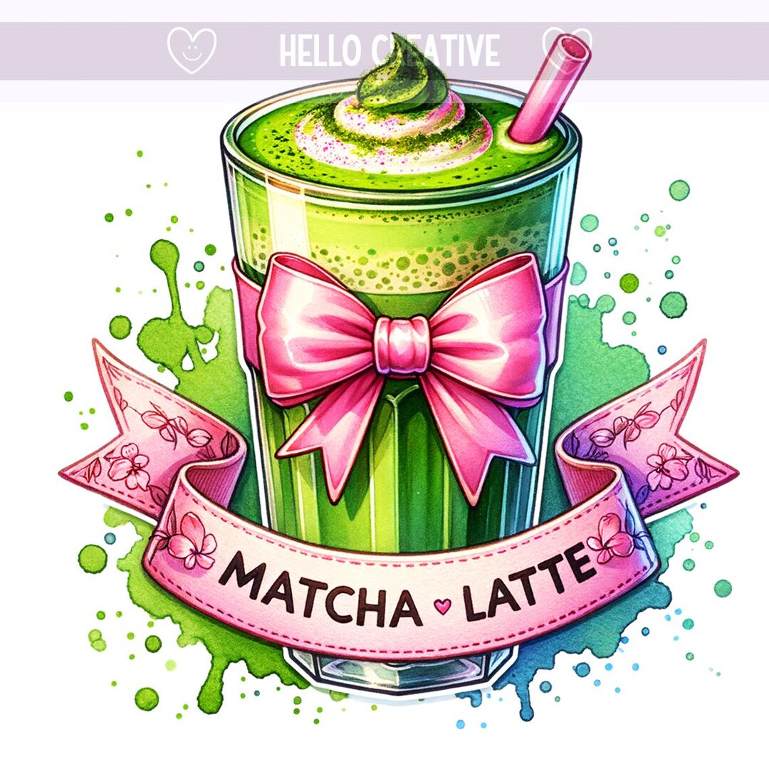 Matcha Latte PNG, Matcha Latte Social Club PNG, Coquette Bow Png, Latte ...