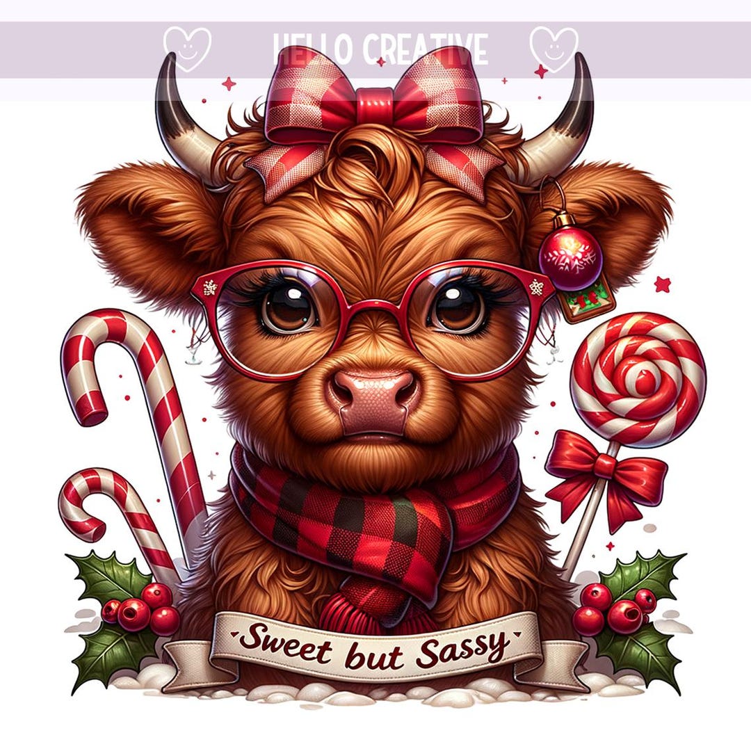 Sweet and Sassy PNG, Cute Highland Cow Clipart, Sassy Heifer Cow ...