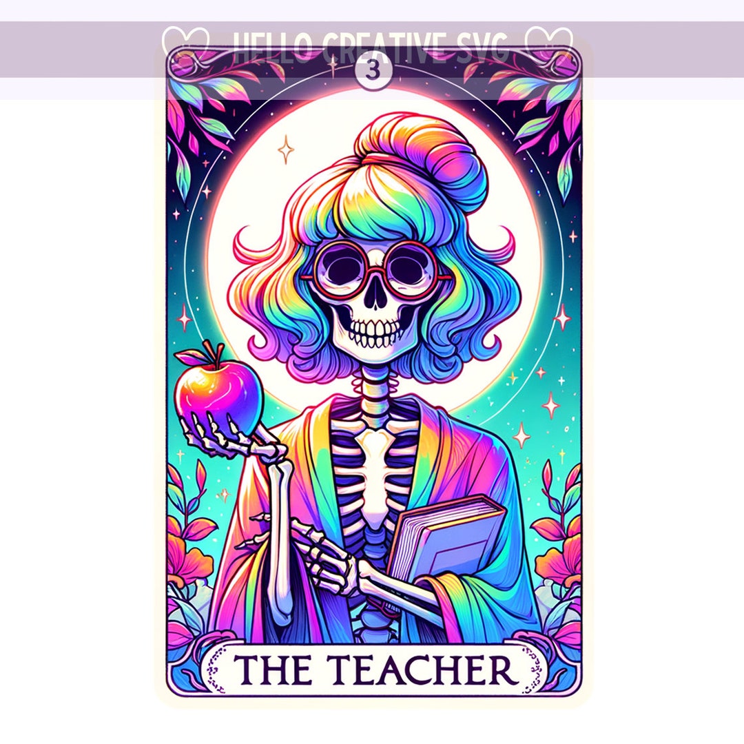 The Teacher Tarot Card PNG, Witchy Skeleton Teaching Skull Tarot ...