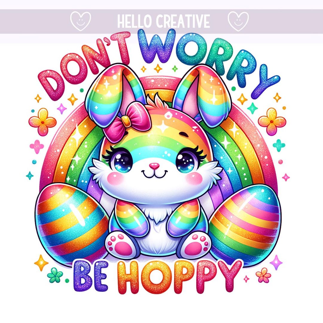 Cute Easter Bunny Clipart, Dont Worry Be Hoppy PNG, Easter Bunny ...