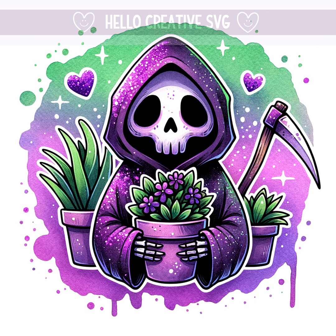I Love Plants PNG, Grim Reaper Clipart, Gardening PNG, Skeleton Clipart ...