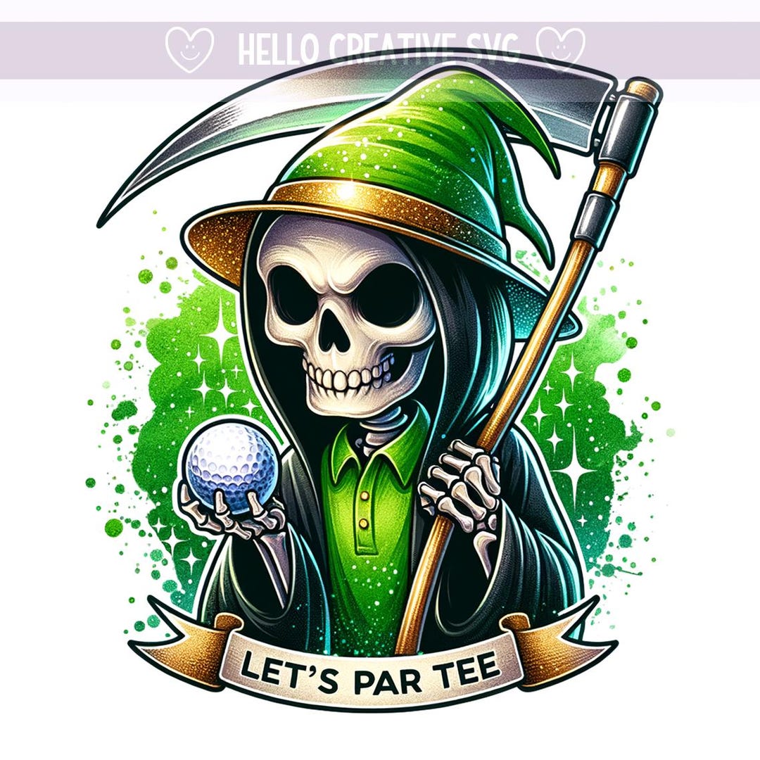Golf PNG, Let's Par Tee Clipart, Spooky Golfer, Skeleton Golfing ...