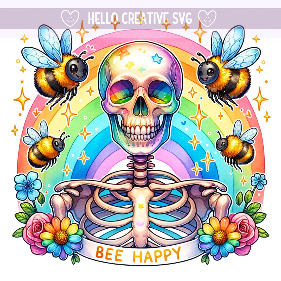 Bee Happy PNG, Bee Skeleton PNG, Honey Bee Png, Snarky Skeleton Png ...