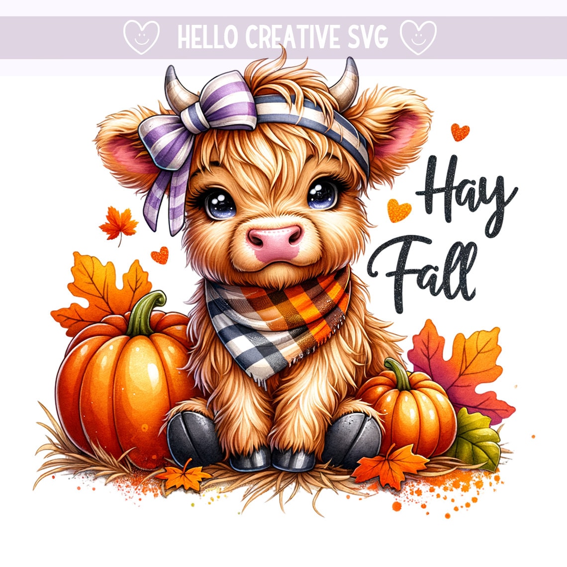 Cute Highland Cow PNG, Hay Fall Png Clipart, Highland Cow Halloween ...