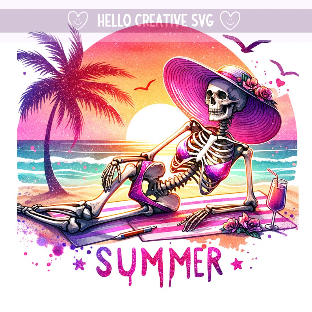 Hot Summer Girl PNG, Summer Skeleton Clipart, Snarky Skeleton ...