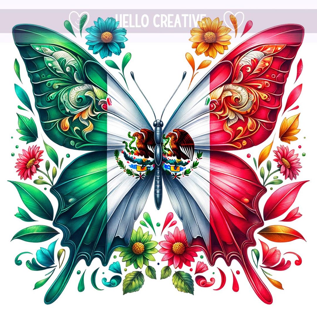Mexico Butterfly Png, Patriotic Png, Mexican Flag Png, Flowers Png ...