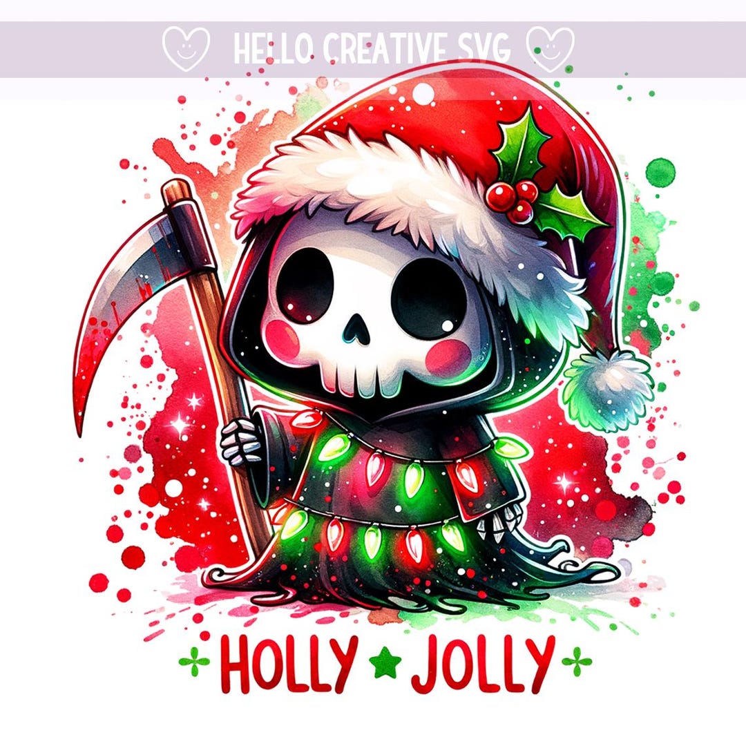 Holly Jolly Png, Christmas PNG, Christmas Grim Reaper, Holly Jolly ...