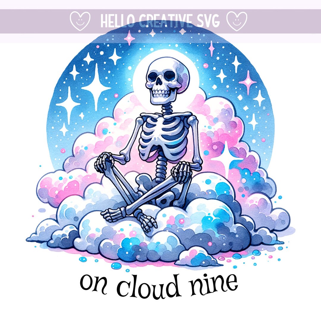 On Cloud Nine PNG, Goth Skeleton Clipart, Sarcastic Png, Tired Skeleton ...