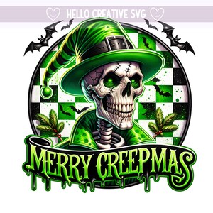 Merry Creepmas PNG, Christmas Skeleton, Spooky Retro Skeleton Png ...