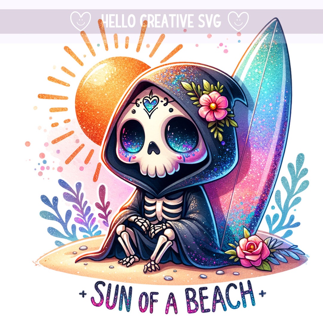 Sun of a Beach PNG, Summer Skeleton Clipart, Spooky Grim Reaper Clipart ...