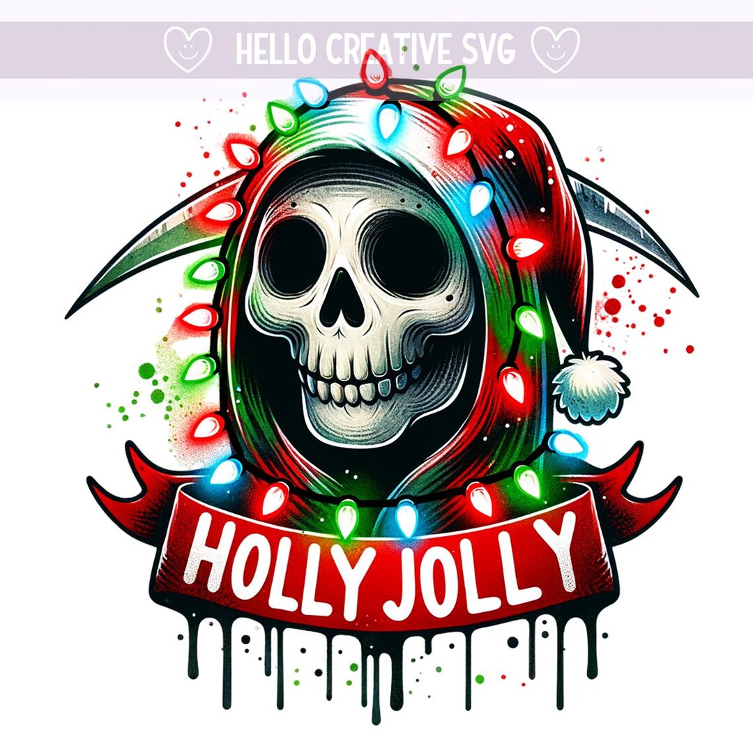 Holly Jolly Png, Christmas PNG, Christmas Grim Reaper, Holly Jolly ...
