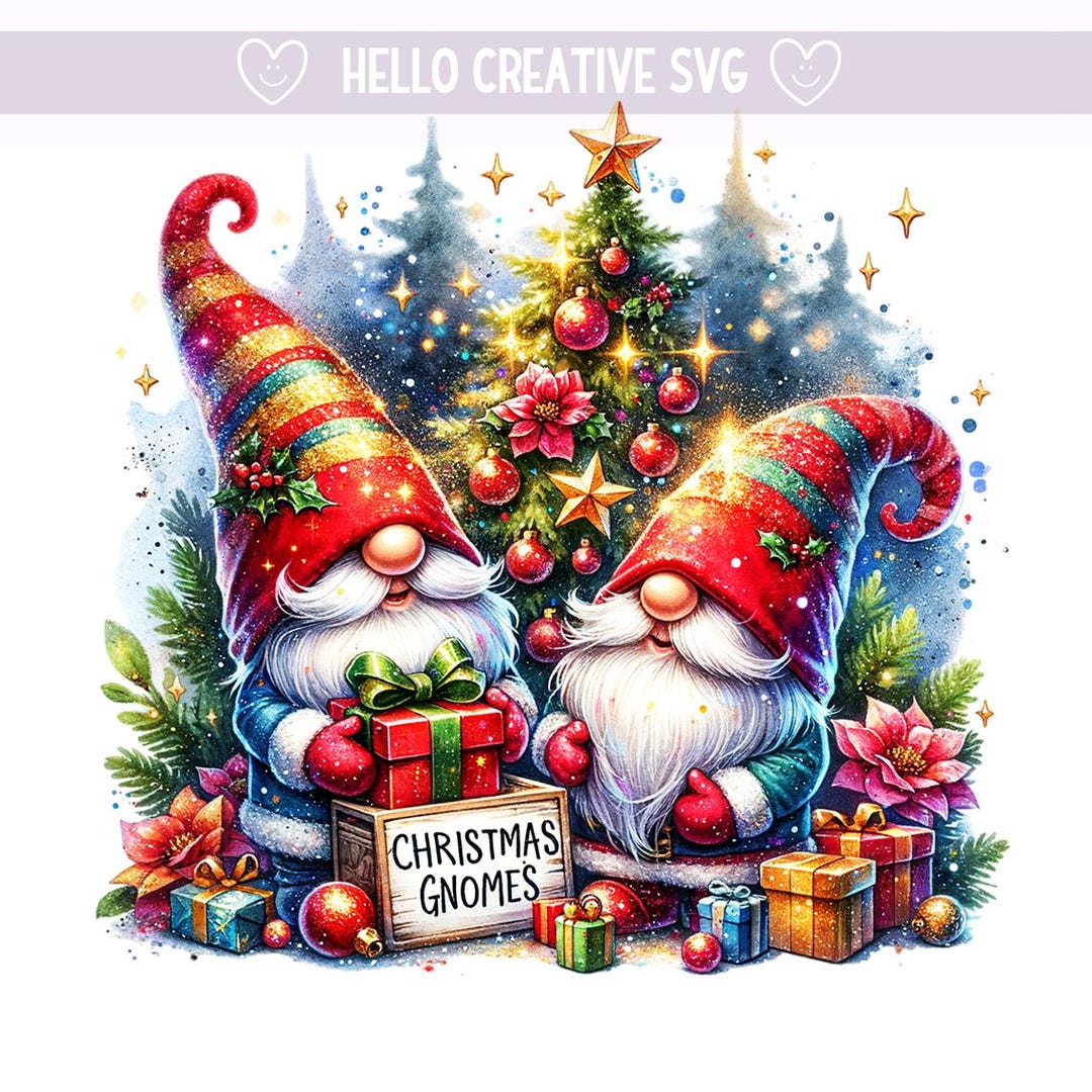 Christmas Gnome PNG, Vintage Red Christmas Tree Clipart, Winter Gnomes ...