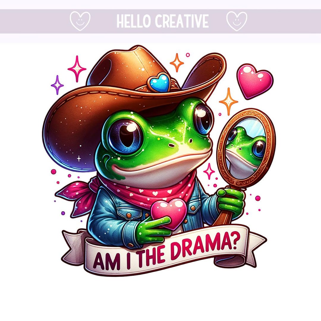 Am I the Drama PNG, Cute Cowboy Frog PNG, Cute Frog Clipart, Frog Png ...