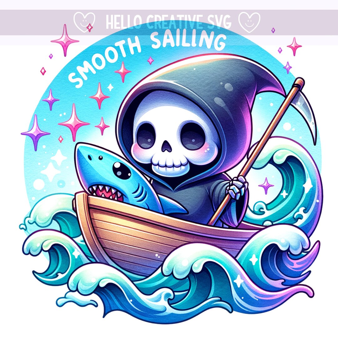 Smooth Sailing Clipart, Snarky Grim Reaper PNG, Sailboat PNG, Summer ...