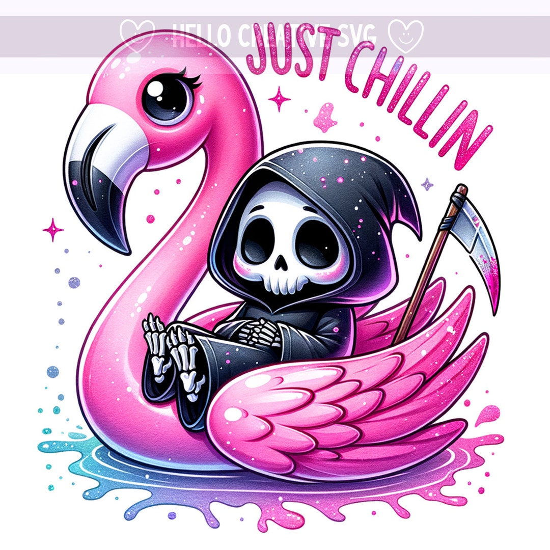 Just Chillin PNG, Snarky Skeleton PNG, Cute Flamingo Clipart, Grim ...