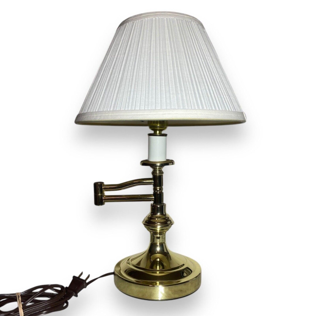 Vintage Leviton Brass Adjustable Swing Arm Desk Lamp With Shade ...