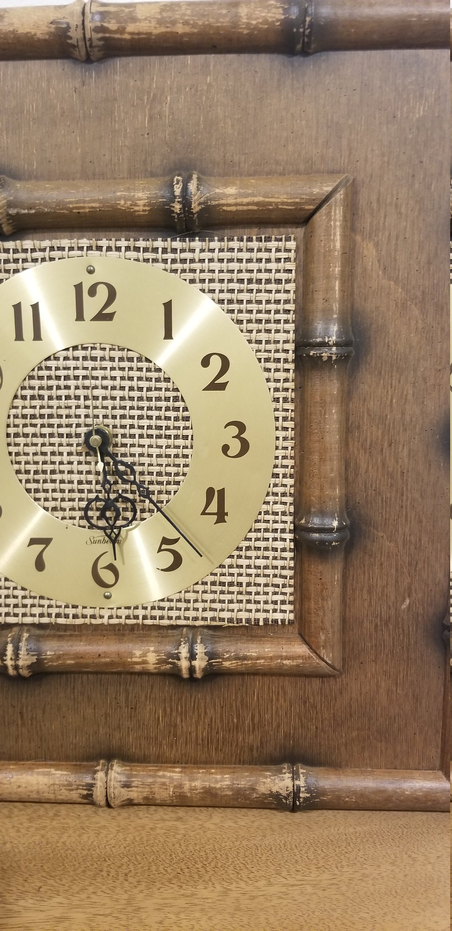 Vintage Sunbeam Bamboo Rattan Wall Clock - Etsy