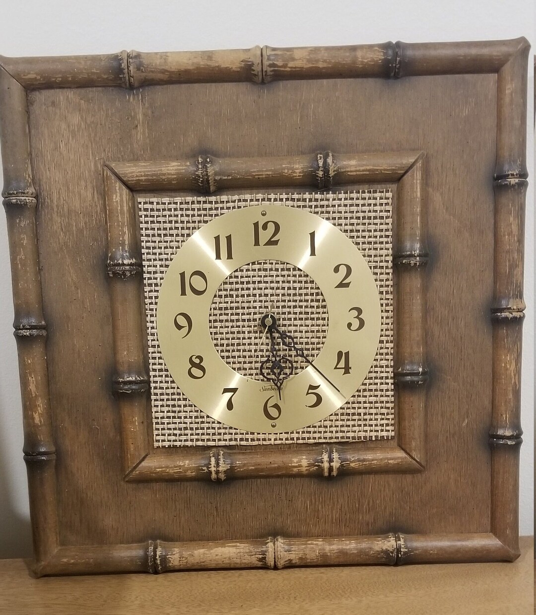 Vintage Sunbeam Bamboo Rattan Wall Clock - Etsy