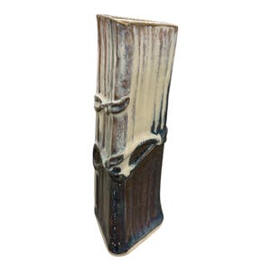 Pottery Bud Vase Triangle Shape Pottery Art Vase Textured Glaze Blue ...