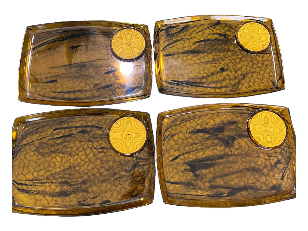 Vintage Tortoise Shell Lucite Party Trays With Coasters - Set of 4 - Etsy