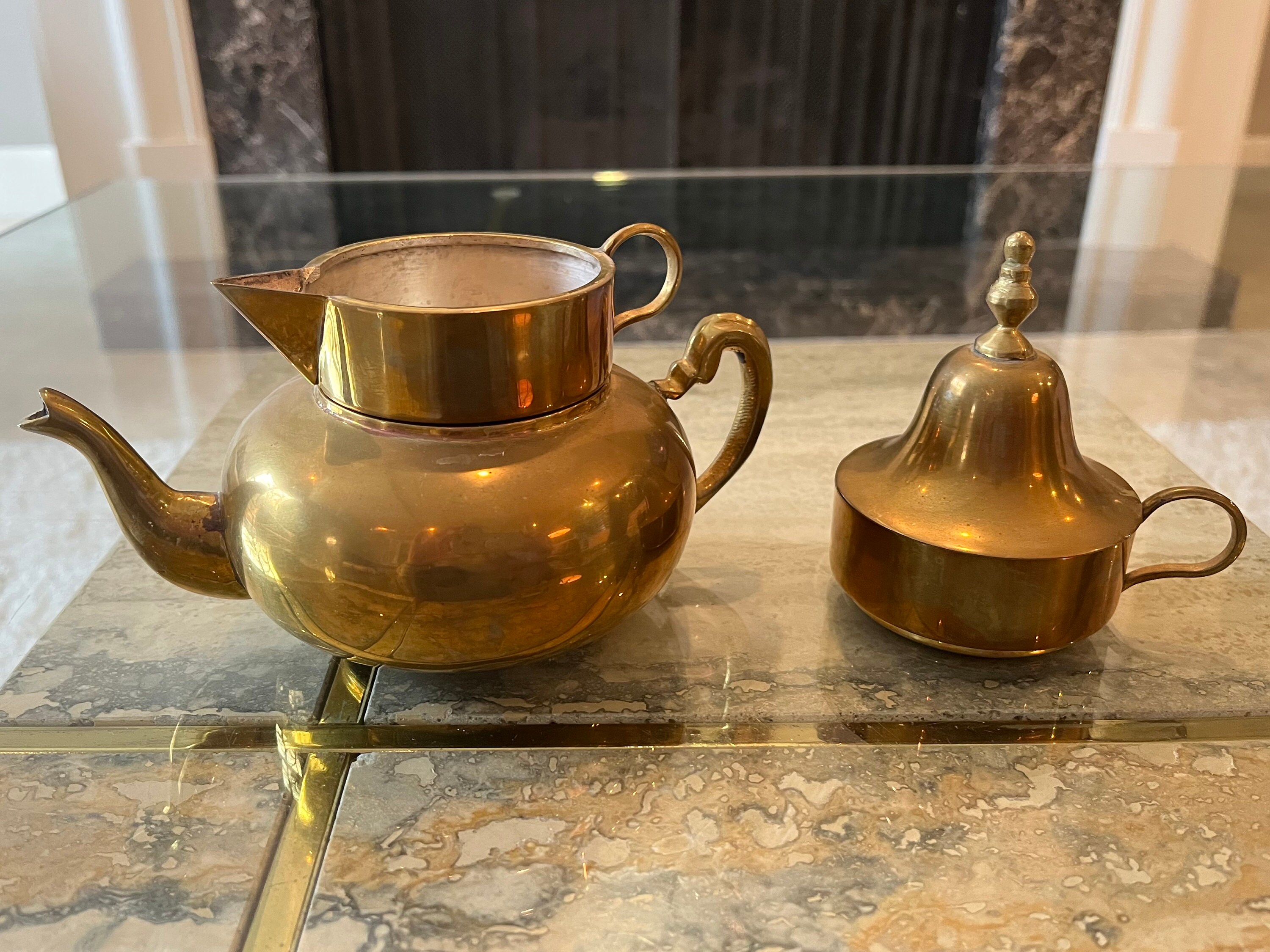 Brass Stacking Personal Teapot W/pot Creamer Tea Cup and Lid - Etsy