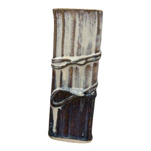 Pottery Bud Vase Triangle Shape Pottery Art Vase Textured Glaze Blue ...