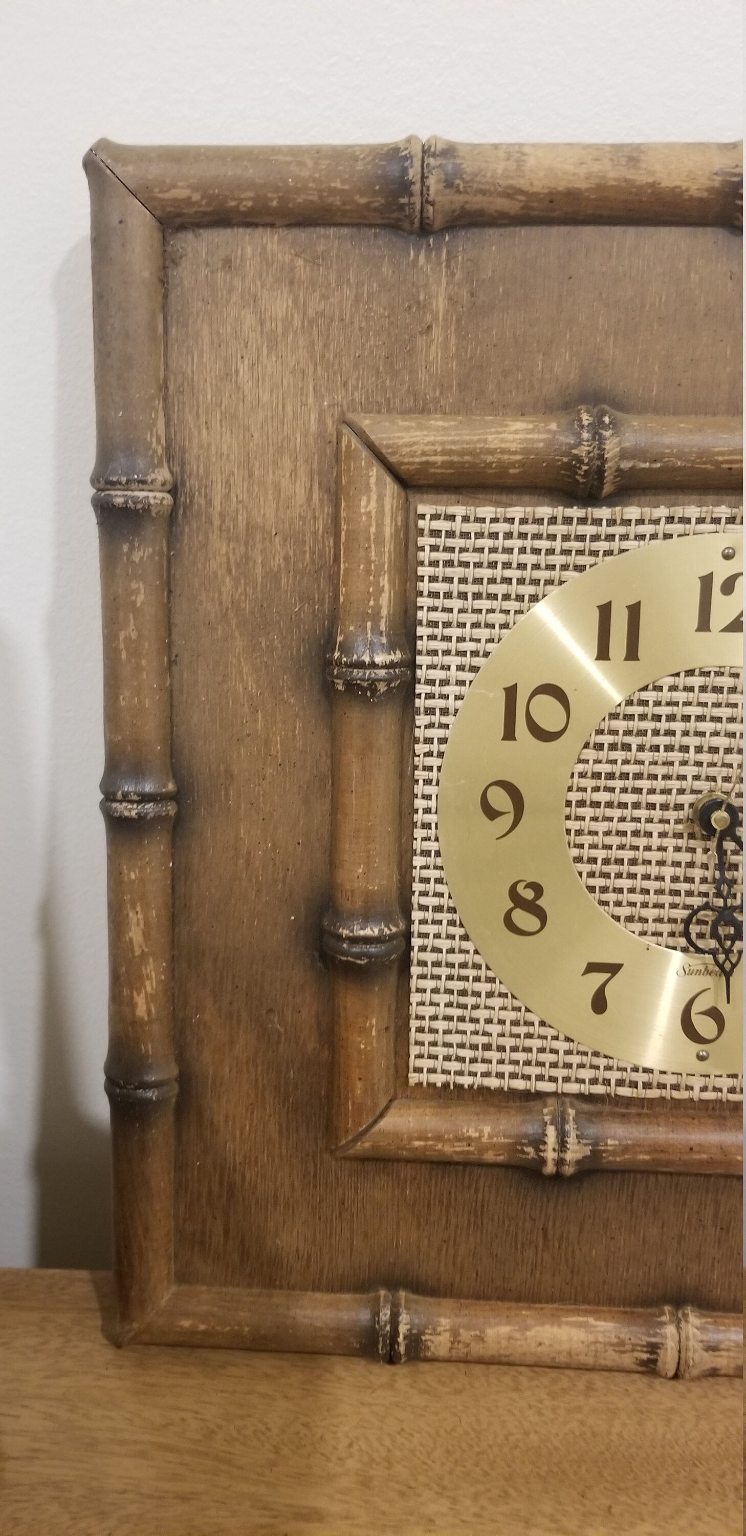 Vintage Sunbeam Bamboo Rattan Wall Clock - Etsy