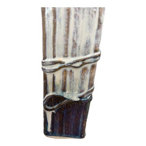 Pottery Bud Vase Triangle Shape Pottery Art Vase Textured Glaze Blue ...