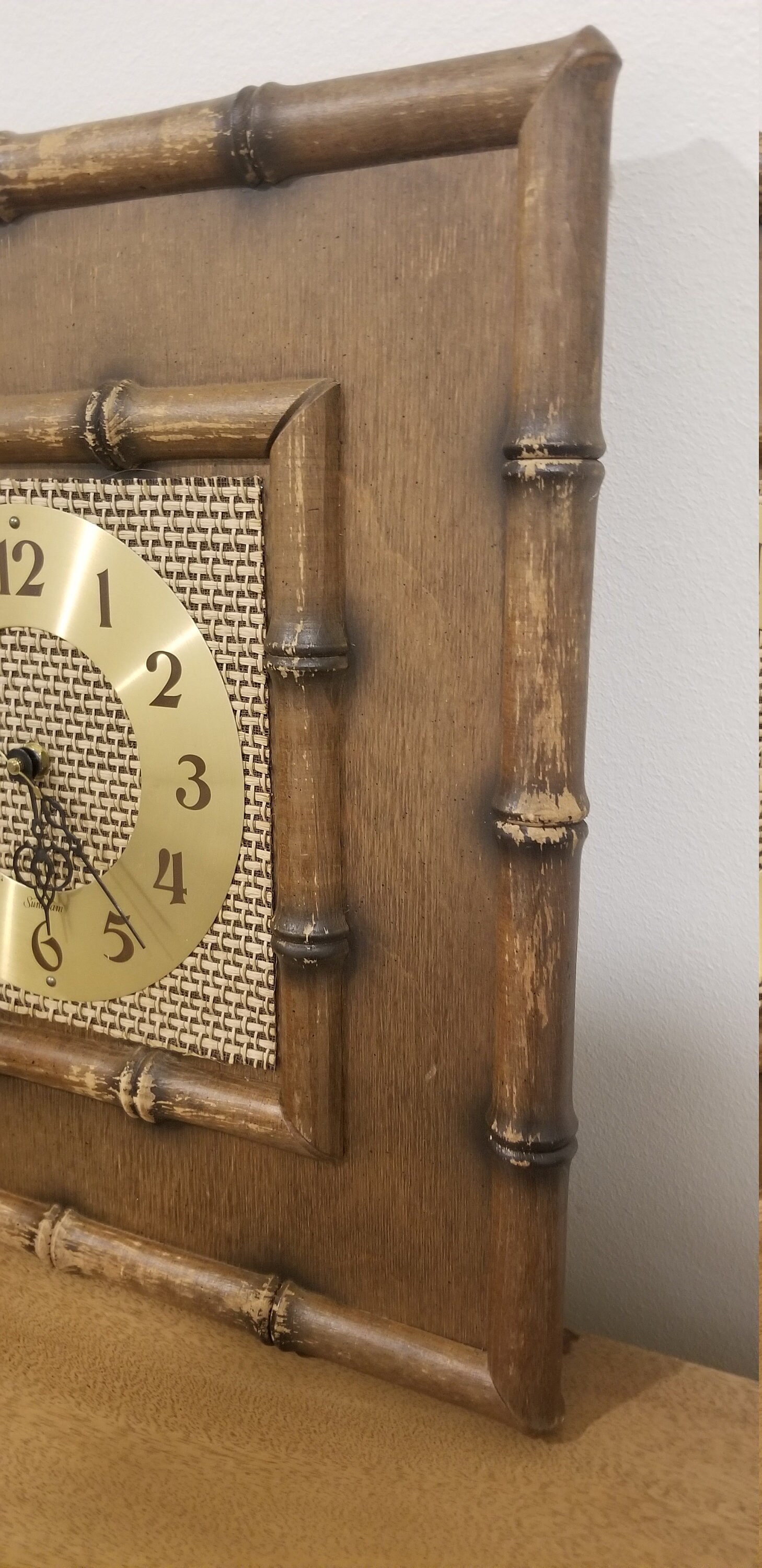 Vintage Sunbeam Bamboo Rattan Wall Clock - Etsy