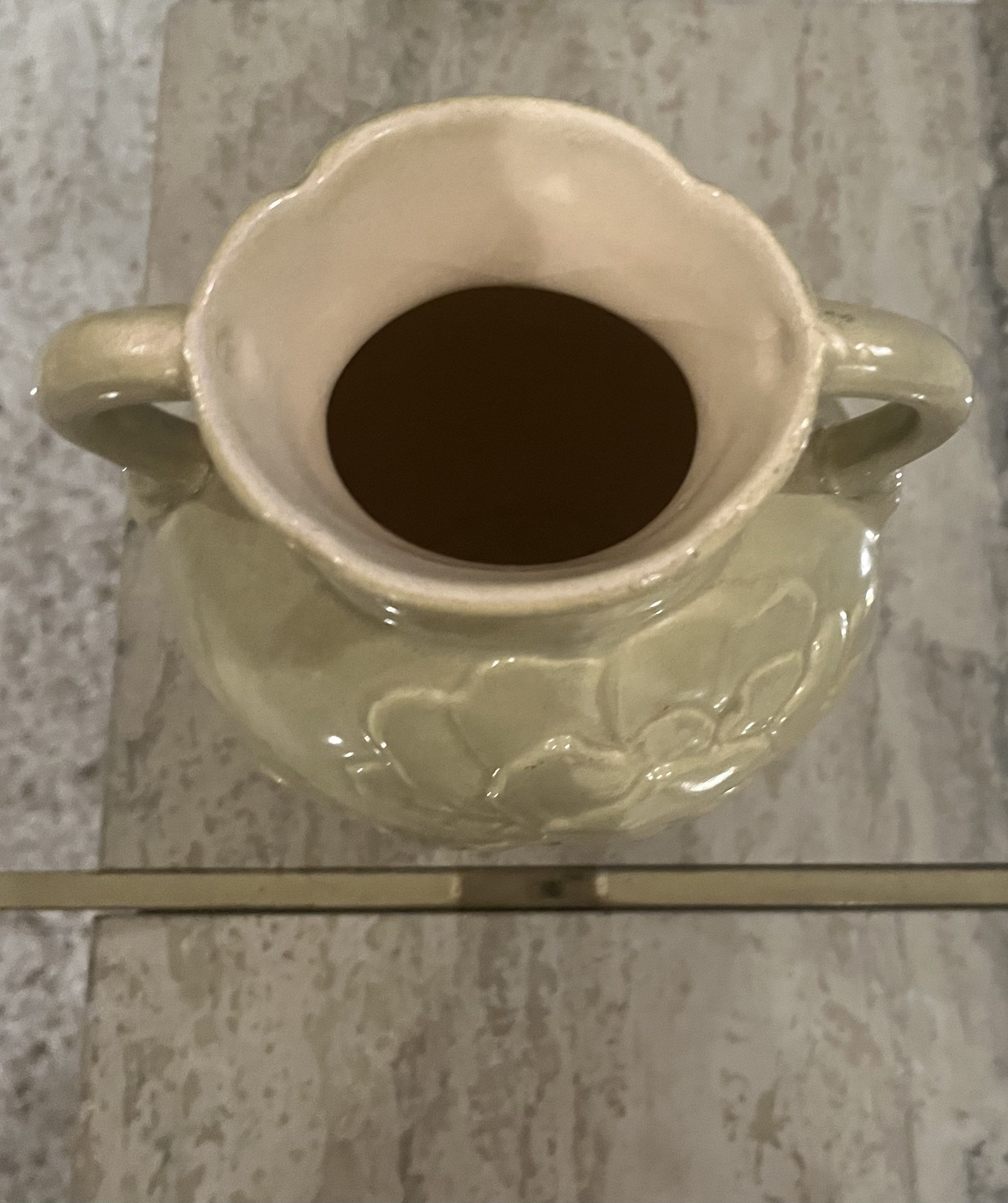 Red Wing Pottery Vase Magnolia Pattern Double Handled Light Green ...