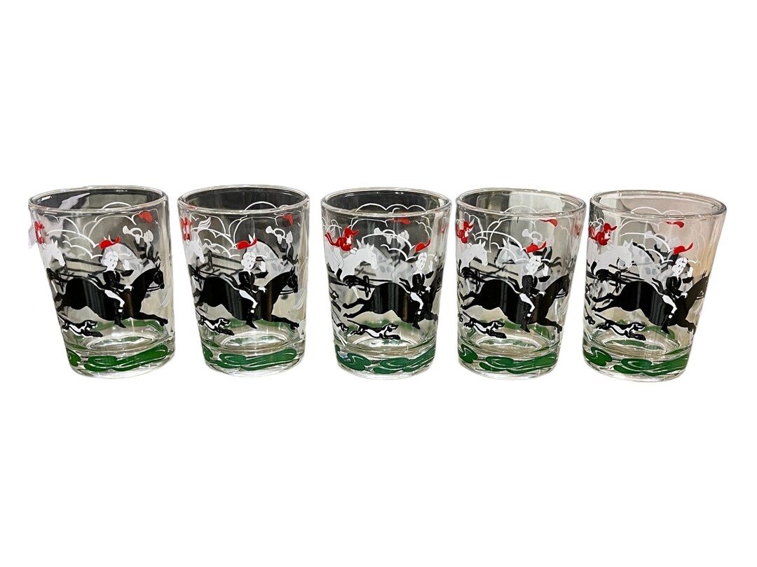 Hazel Atlas Fox Hunt Shot Glasses Vintage Barware Set of 5 - Etsy