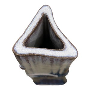 Pottery Bud Vase Triangle Shape Pottery Art Vase Textured Glaze Blue ...